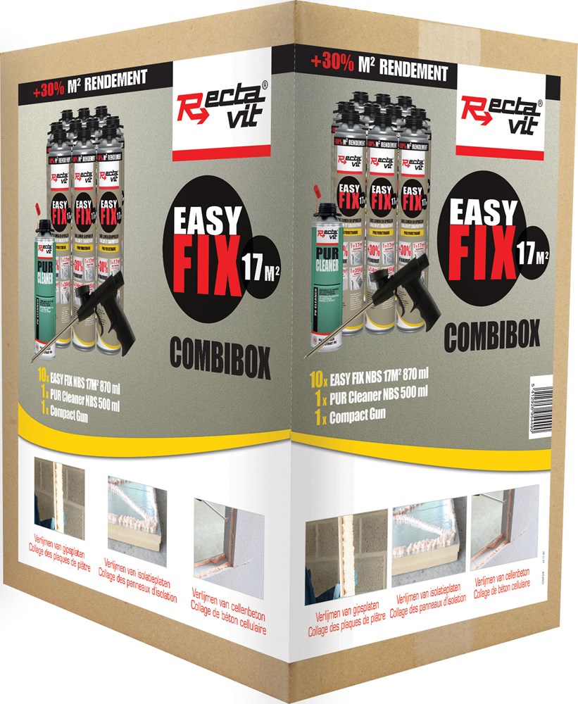 RECTAVIT PU-LIJM EASYFIX COMBIBOX (10 EASY FIX 17M² + PISTOOL + PUR ...