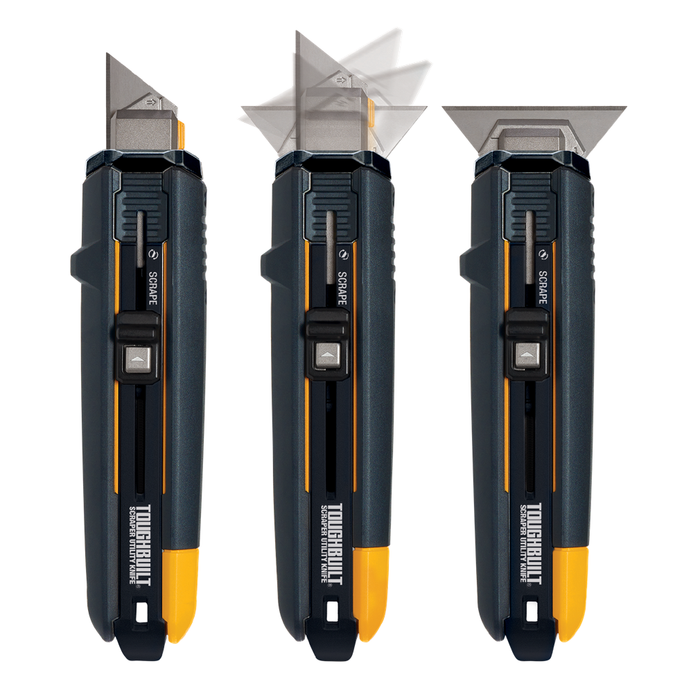 ToughBuilt TB-H4S5-01-BEA 2-in-1 Scraper & Utility Knife with 5 Blades ...